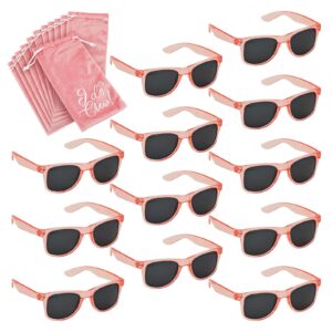 sparkle and bash set of 12 bachelorette sunglasses for bridal shower, bridesmaids gifts for i do crew, party favors, engagement celebration, wedding, velvet pouch included (pink)