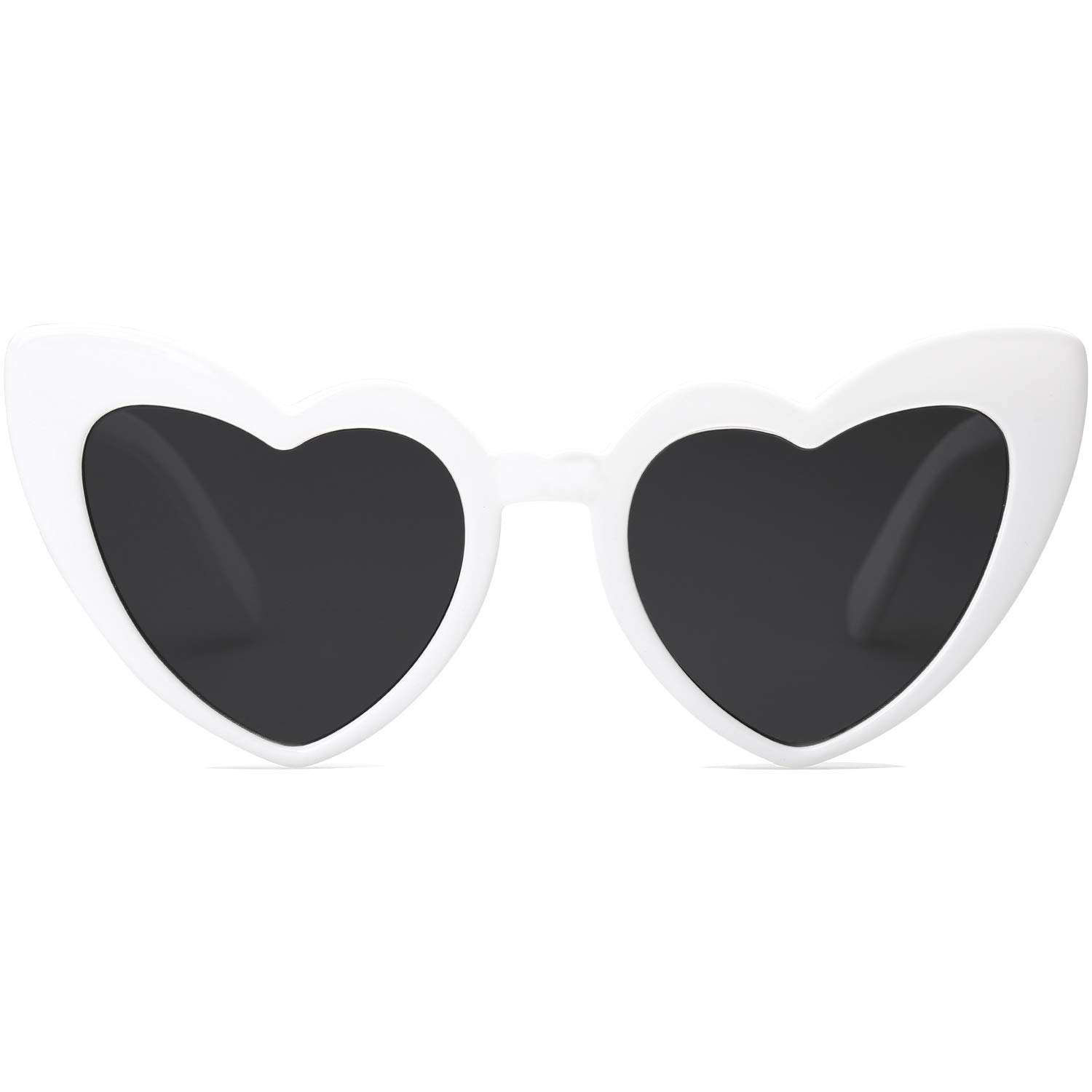 boqopod 2 Pack Clout Heart Shaped Sunglasses Goggles Vintage Cat Eye Mod Style Retro Kurt Cobain Glasses (White*2)