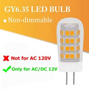 GY6.35 G6.35 AC/DC12V LED Bulb 4W Equivalent to 35-40W GY6.35 Halogen T4 JC Type Bi-pin Base Warm White 2700K, Non-dimmable, Pack of 5