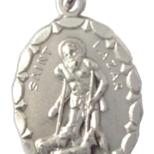 SAINT LAZARUS (SAINT LAZAR) " THE LEPER BEGGAR " OVAL SHAPE MEDAL - 100% MADE IN ITALY - THE PATRON SAINTS MEDAL