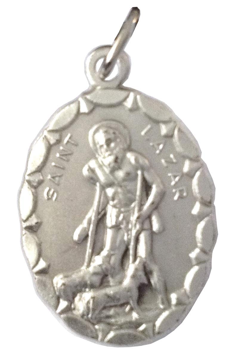 SAINT LAZARUS (SAINT LAZAR) " THE LEPER BEGGAR " OVAL SHAPE MEDAL - 100% MADE IN ITALY - THE PATRON SAINTS MEDAL