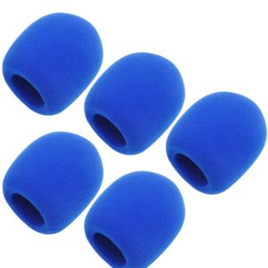 fielect 5pcs microphone cover sponge foam mic cover handheld microphone windscreen protector mic foam cover filter blue for karaoke dj, ktv, broadcasting