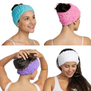 spa headband - turbie twist - 4 pack - extra wide 5" for curly thick hair - microfiber turbie band