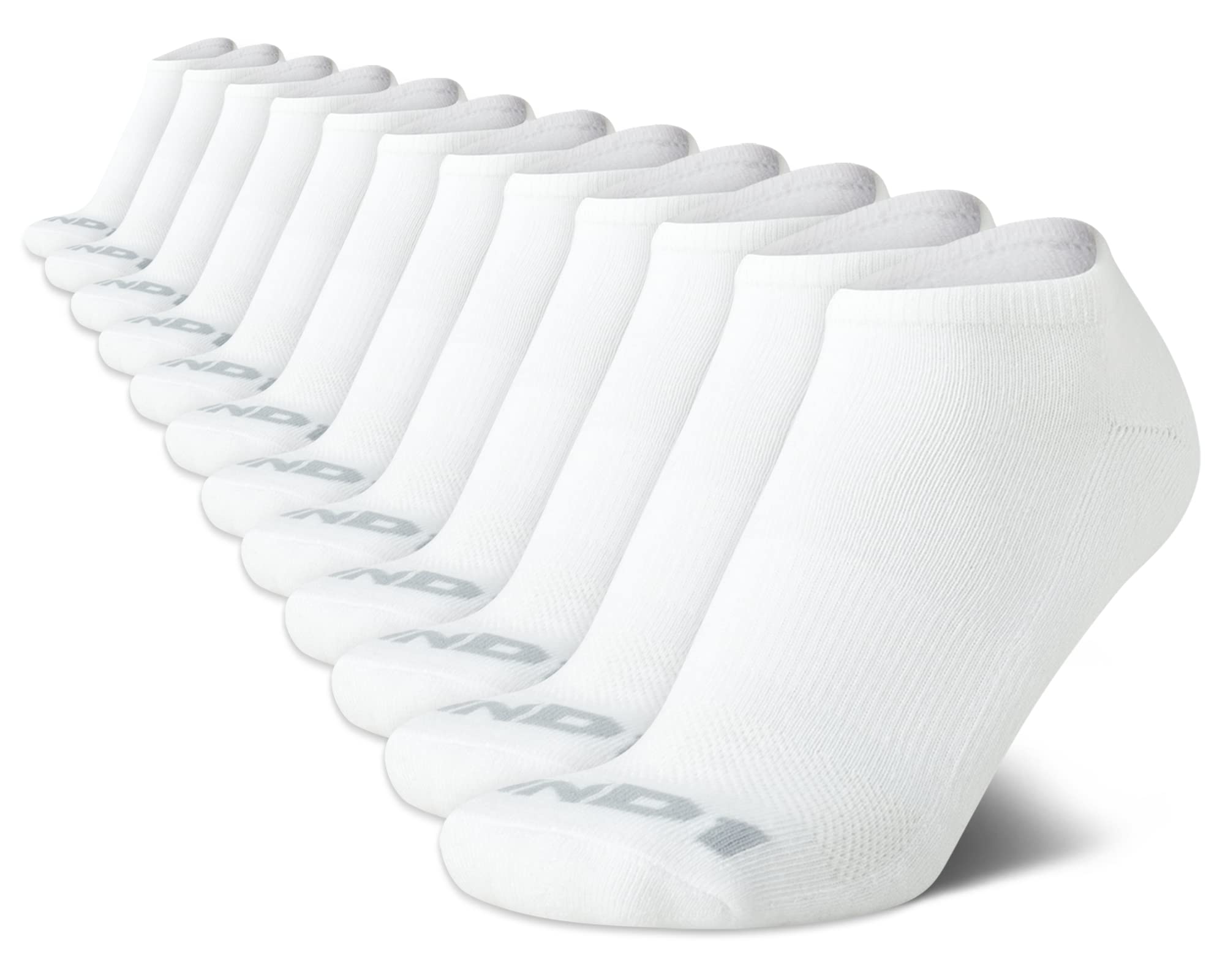 AND1 Men's Socks - Athletic Cushion Low Cut Socks (12 Pack), Size 6-12.5, White