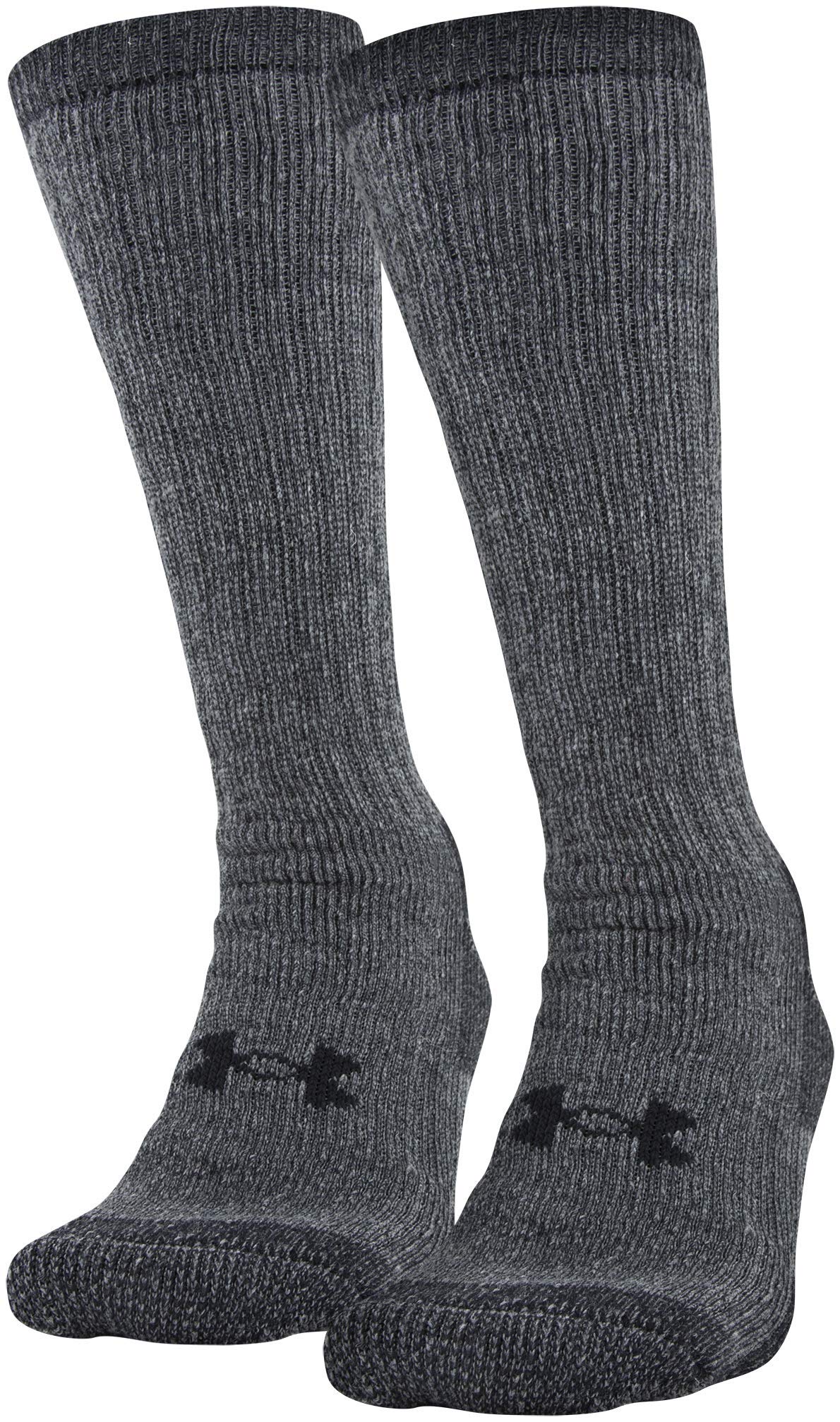 Under Armour Adult Hitch Coldgear Boot Socks, 2-Pairs , Pitch Gray/Black , Large