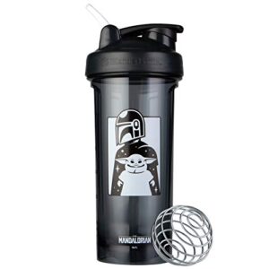 blenderbottle star wars shaker bottle pro series perfect for protein shakes and pre workout, 28-ounce, mandalorian & child