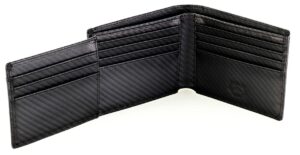 stealth mode leather bifold wallet for men - rfid blocking, 11 card slots, gift box