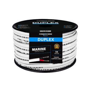 16 gauge 2 conductor marine wire - 60 ft duplex flat marine grade wire tinned copper oxygen-free insulated - 16/2 awg ul 1426 standard pvc wire for boat, automotive, speakers, camper & trailers