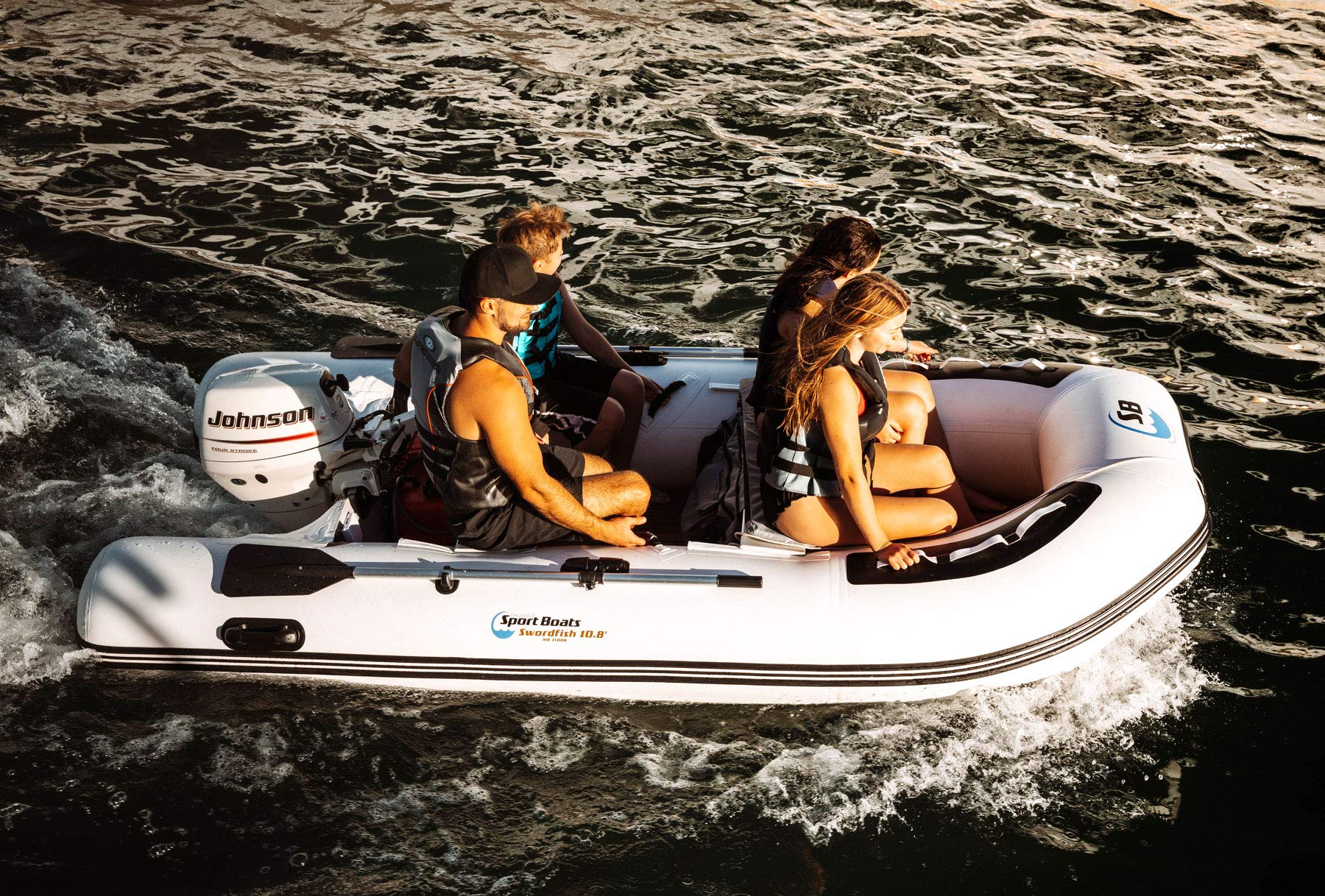 Inflatable Sport Boats - Swordfish 10.8' - Model SB-330A - Air Deck Floor Premium Heat Welded Dinghy with Seat Bag