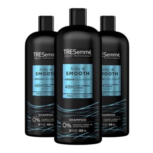 tresemmé shampoo smooth and silky 3 count tames and moisturizes dry hair with moroccan argan oil for professional quality salon-healthy look and shine 28 oz