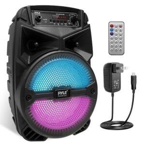 pyle 240w rechargeable outdoor bluetooth speaker portable pa system w/ 6.5” subwoofer 1” tweeter, microphone in, party lights, mp3/usb, radio, remote - pyle pphp634b