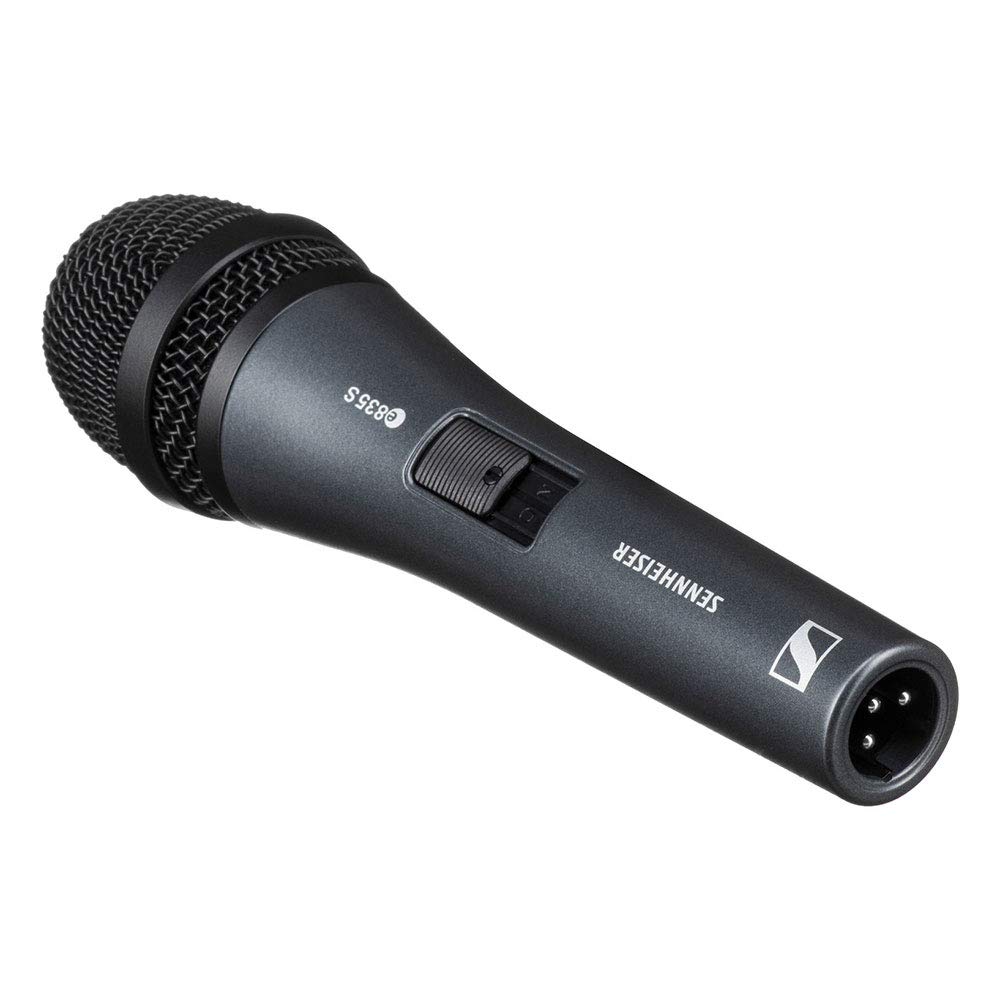 Sennheiser E835-S Dynamic Cardioid Vocal Microphone (on/off switch) with Tripod Mic Stand & XLR-XLR Cable Bundle