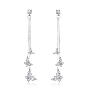 kruckel butterfly long drop dangling earrings |sparkling clear austrian crystals, silver studs, jewelry for women,easy - wear fashion design accesory packed with durable jewelry box