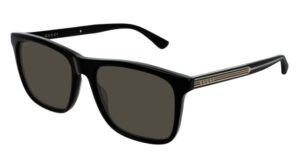 gucci gg0381s 007 57m black/grey polarized square sunglasses for men for women + bundle with designer iwear eyewear kit