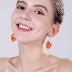 DAMLENG 6 Pairs Handmade Simulation food Croissant French Bread Toast Dangle Drop Earrings Cute Unique Baguette Earrings Set for Women Jewelry (Yellow)