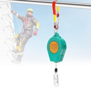 yjingrui self retracting lifeline 330lbs fall arrester fall protection with alloy steel hook & steel wire rope 23ft (7m)