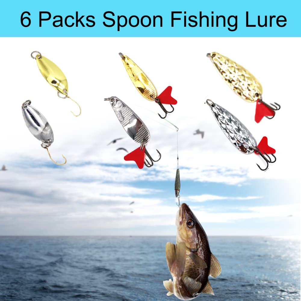 LASOCUHOO Fishing Lures Kit, (94Pcs) Spoon Lures, Soft Plastic Worms, Frog Lures, Bait Tackle Kit for Bass, Trout, Salmon for Freshwater and Saltwater