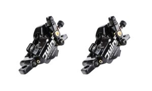 juin tech m1 cable actuated hydraulic bicycle bike disc brake caliper set extra powerful hybrid brake for road/mountain/cyclocross/gravel/e-bike/folding bike etc. use (black)