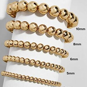 FUNOJOY Gold Plated Beaded Bracelets for Women Fashion Beads Elastic Bracelet Beaded Stackable Bracelets Pack, Birthday, Mother's Day, Christmas Gift for Women