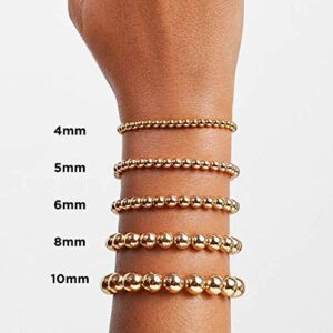 FUNOJOY Gold Plated Beaded Bracelets for Women Fashion Beads Elastic Bracelet Beaded Stackable Bracelets Pack, Birthday, Mother's Day, Christmas Gift for Women