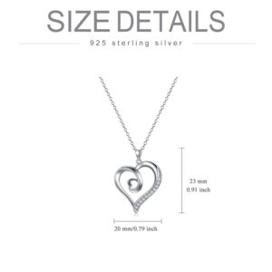 Natural Diamond Heart Pendant Necklaces for Women Sterling Silver, Fine Jewelry for Wife Girlfriend, Love Gifts for Her (0.15ct) 16"-18"