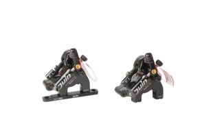 juin tech f1 cable actuated hydraulic bicycle bike disc brake caliper set extra lightweight hybrid brake set for flat-mount road/cyclocross/gravel/e-bike/folding bike use w/160mm 6" rotors (black)