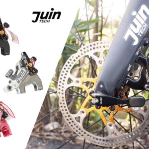 Juin Tech F1 Cable Actuated Hydraulic Bicycle Bike Disc Brake Caliper Set Extra Lightweight Hybrid Brake Set for Flat-Mount Road/Cyclocross/Gravel/E-Bike/Folding Bike use w/160mm 6" rotors (Black)