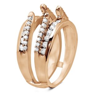 TwoBirch 1.01 Ct. Combination Cathedral and Classic Ring Guard in Rose Gold Plated Sterling Silver with Cubic Zirconia (Size 7)