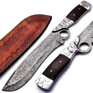 custom handmade damascus steel knife hunting knife | outdoor knife camping knife | handle made of micarta with free genuine leather sheath