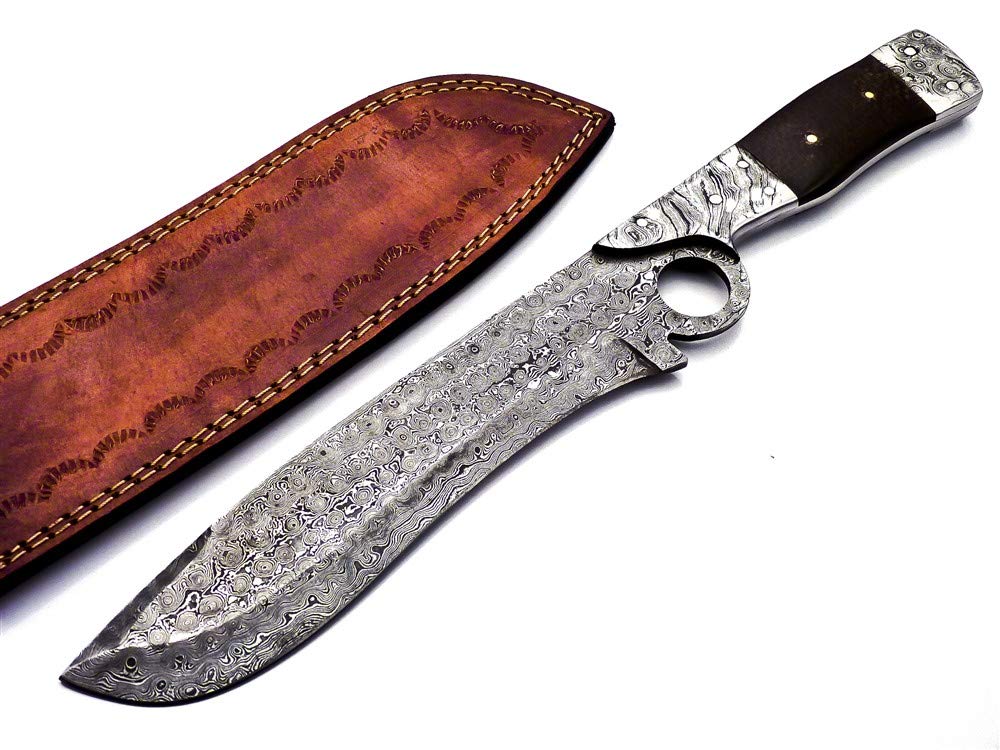 Custom Handmade Damascus Steel Knife Hunting Knife | Outdoor Knife Camping Knife | Handle Made of Micarta with Free Genuine Leather Sheath