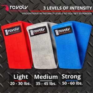 Revolv Performance Fabric Resistance Bands - Perfect for Leg, Glute, and Hip Abductor Activation Exercises, Squats and Deadlifts - Thick Heavy Duty Cloth Elastic Loop - for Men and Women (Set of 3)