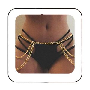 cosydays gold metal waist chain belt layered belly chain party body chain jewelry for women (gold)