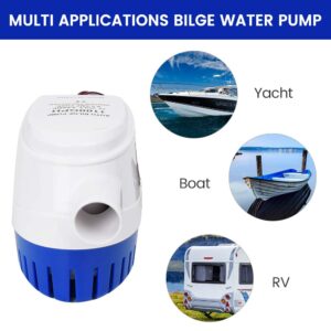 ECO-WORTHY Automatic Submersible Boat Bilge Water Pump 12V 1100GPH Auto with Float Switch for Boat Caravan RV