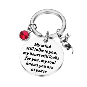 memorial gift in memory of loved one angel wing keychain in loving memory gift my mind still talks to you keyring cardinal charm (cardinals at peace)