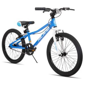 hh hiland 20 inch kids' bicycles mountain bike for boys, girls 5+ years old, single speed kids bicycles with dual handbrakes, child bike blue