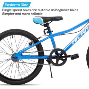 HH HILAND 20 Inch Kids' Bicycles Mountain Bike for Boys, Girls 5+ Years Old, Single Speed Kids Bicycles with Dual Handbrakes, Child Bike Blue