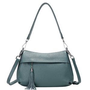 over earth genuine leather handbags for women small crossbody purse ladies hobo shoulder bag(o111-2e teal blue)