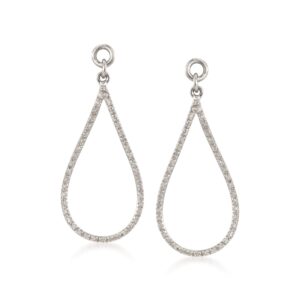 ross-simons 0.26 ct. t.w. diamond open teardrop earring jackets in sterling silver