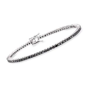 ross-simons 3.00 ct. t.w. black diamond tennis bracelet in sterling silver. 7 inches