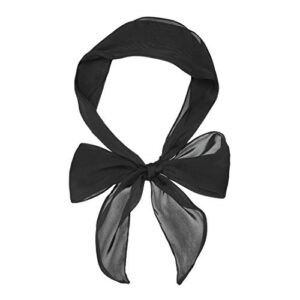 allegra k women plain solid color pure skinny scarf scarves long neckerchief hair band black