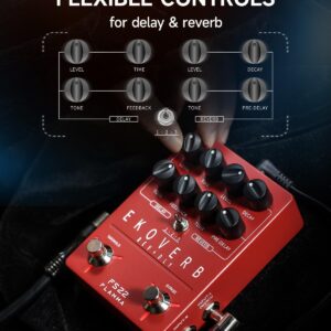 FLAMMA FS22 Stereo Delay & Reverb Combo Effects Pedal Ambient Guitar Pedal with 3 Pairs Combo Effects Reverse Delay Shimmer Reverb Tap Tempo Freeze Trail On Function