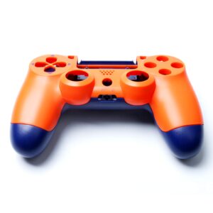 HUAYUWA Plastic Game Controller Housing Case with Buttons Replacement Set Fits for Playstation 4 Slim 4.0 JDM-040 (V1 Version), Sunset Orange