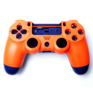 HUAYUWA Plastic Game Controller Housing Case with Buttons Replacement Set Fits for Playstation 4 Slim 4.0 JDM-040 (V1 Version), Sunset Orange