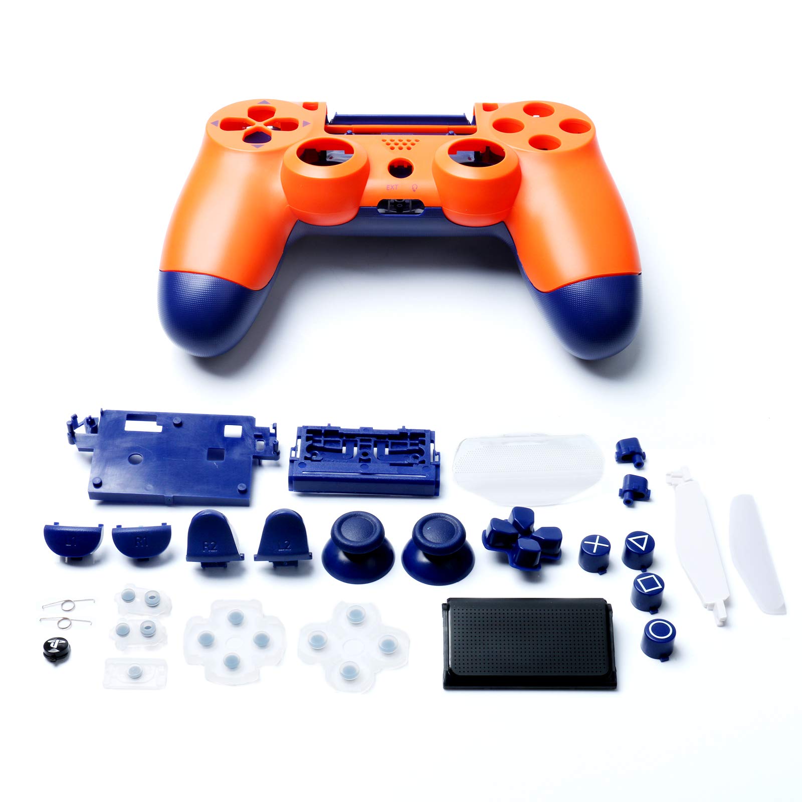 HUAYUWA Plastic Game Controller Housing Case with Buttons Replacement Set Fits for Playstation 4 Slim 4.0 JDM-040 (V1 Version), Sunset Orange