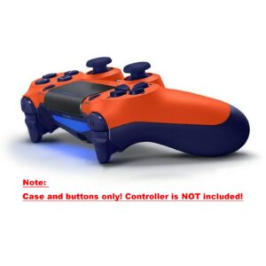 HUAYUWA Plastic Game Controller Housing Case with Buttons Replacement Set Fits for Playstation 4 Slim 4.0 JDM-040 (V1 Version), Sunset Orange