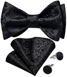 dibangu black bow ties for men self tie bow tie and pocket square cuffllinks set formal business wedding