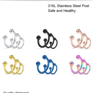 SCERRING 16G Septum Hoop Nose Rings 316L Stainless Steel Horseshoe Nose Hoop Ring Cartilage Daith Lip Tragus Earrings Retainer Body Piercing Jewelry 36PCS Mix Color 1#