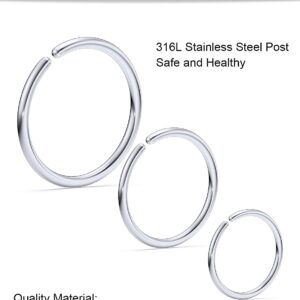 SCERRING 22 Gauge Nose Rings Hoop Stainless Steel Nose Studs Cartilage Daith Tragus Ear Piercing Ring Hoop Body Jewelry Set 36PCS