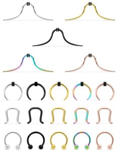 scerring 16g septum hoop nose rings 316l stainless steel horseshoe nose hoop ring cartilage daith tragus retainer body piercing jewelry 20pcs