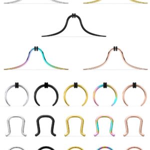 SCERRING 16G Septum Hoop Nose Rings 316L Stainless Steel Horseshoe Nose Hoop Ring Cartilage Daith Tragus Retainer Body Piercing Jewelry 20PCS